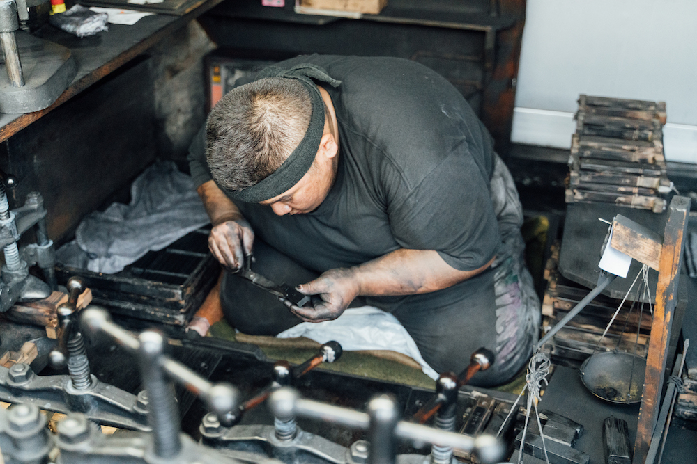 Kobaien workshop Nara artisan processing finished sumi ink stick for ...